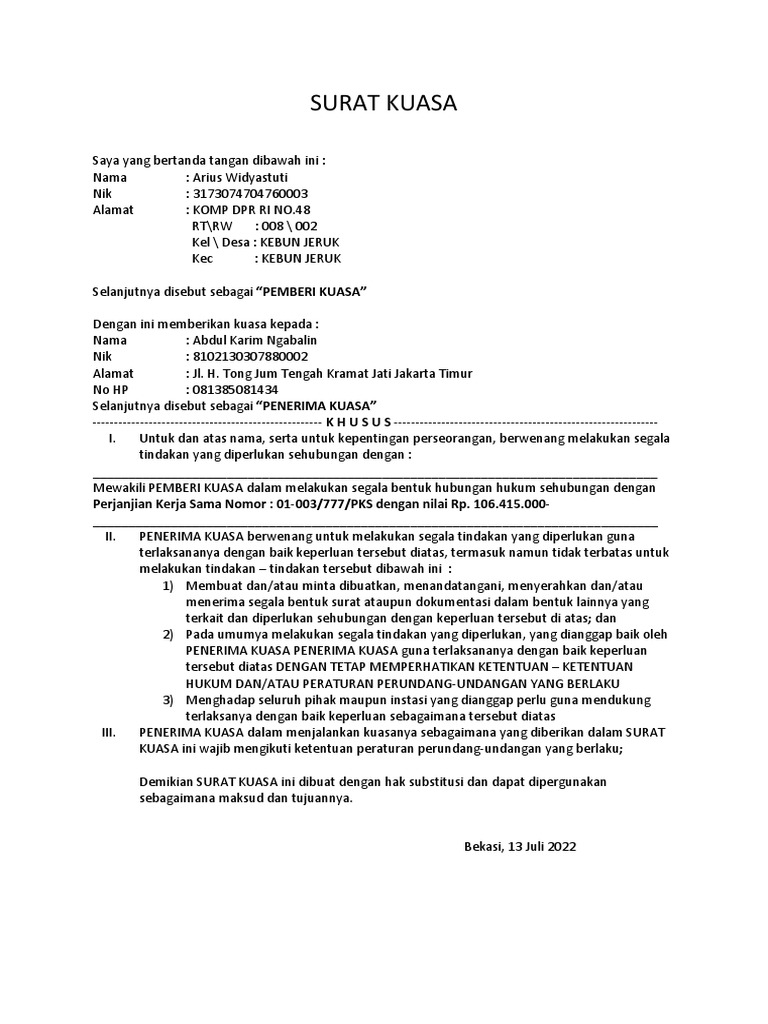 Surat Kuasa | PDF