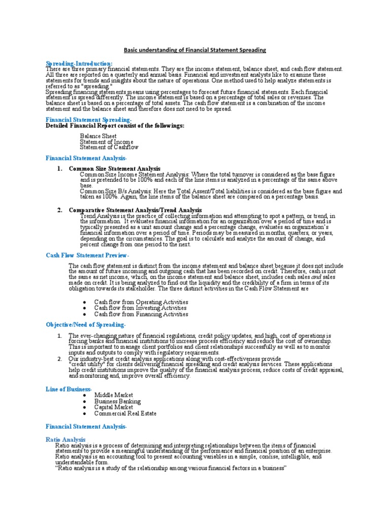 Understanding Financial Statement Spreading | PDF | Financial Statement ...