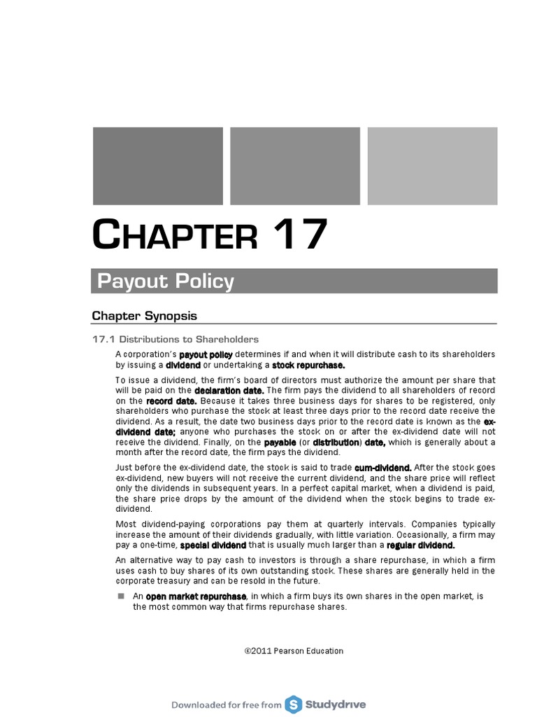 Official Summary Chapter 17 | PDF | Dividend | Share Repurchase