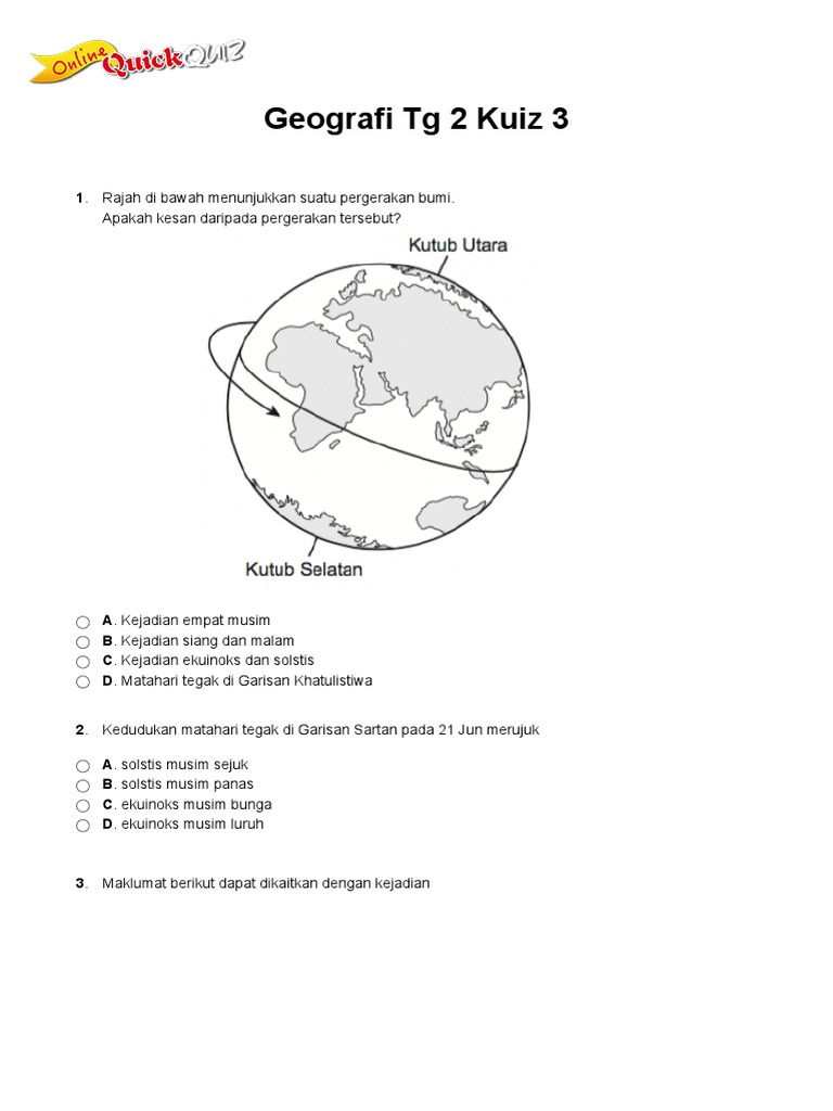 KESAN PEREDARAN BUMI DAN PERUBAHAN MUSIM | PDF