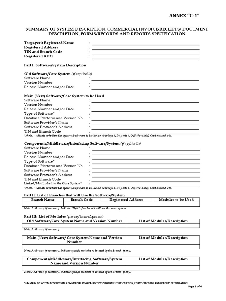 Annex C-1 - Summary of System Description | PDF | Receipt ...