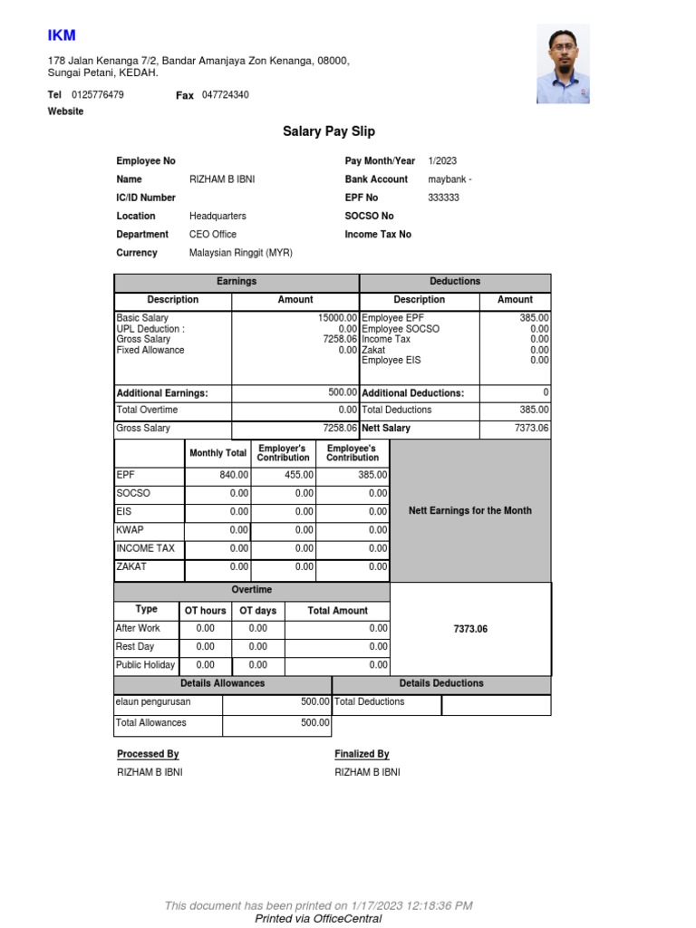 SalarySlip 1 - 2023 | PDF | Salary | Income