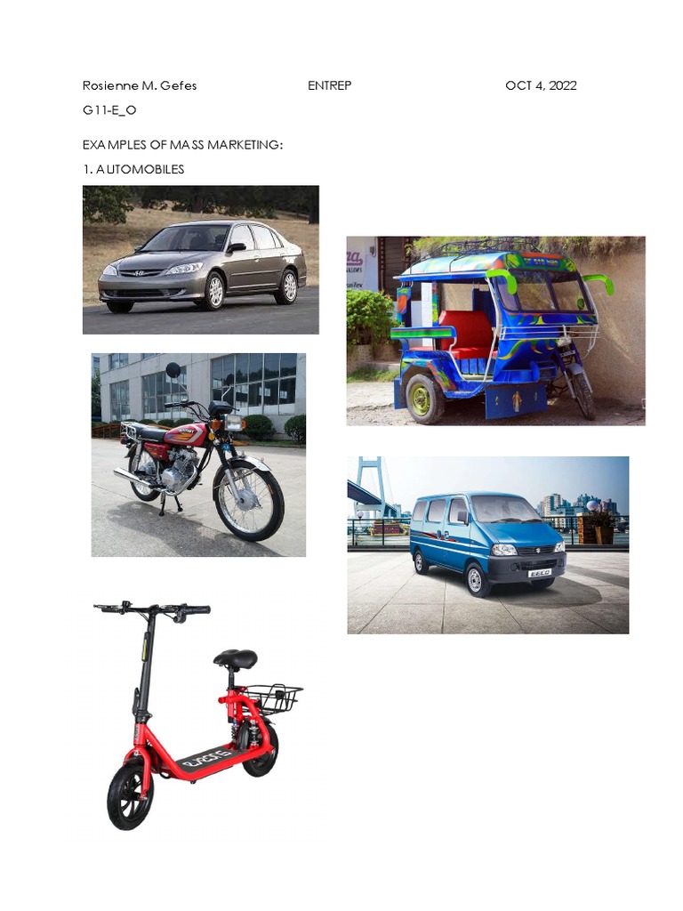 Mass Marketing Product Examples | PDF