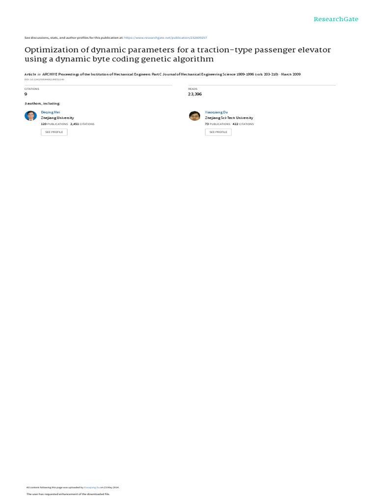 Optimization of Dynamic Parameters For A Traction-Type Passenger ...