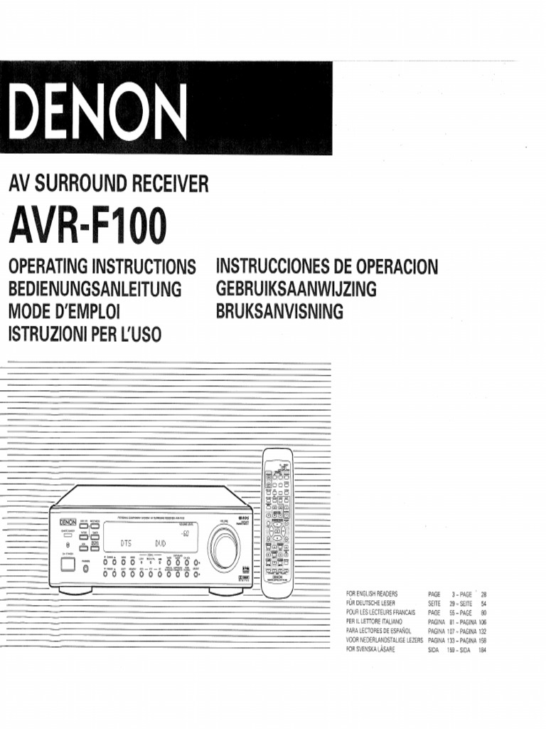 DENON AVR-F100 User Manual | PDF