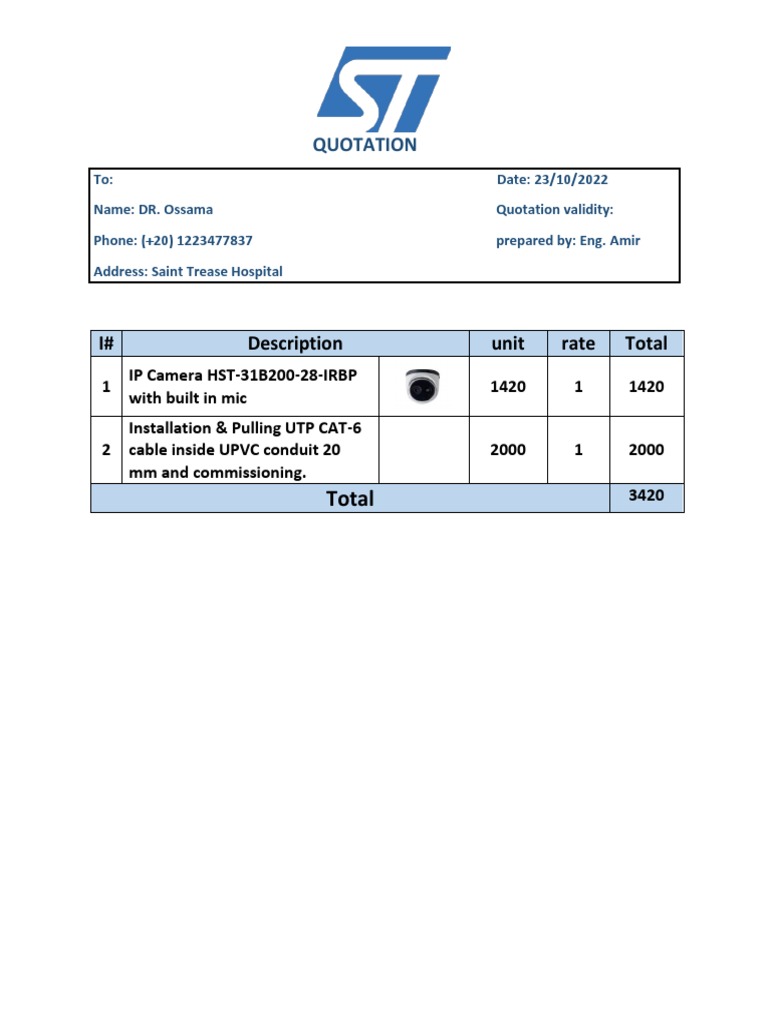 Ip Camera Quotation | PDF