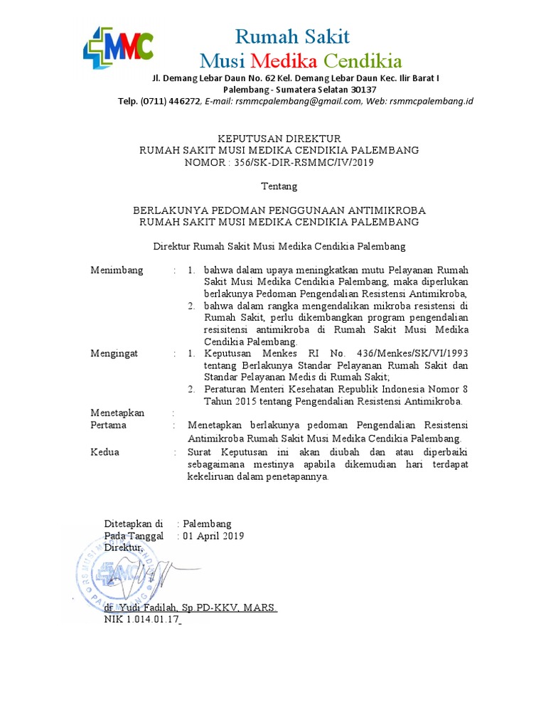 Pedoman Pengendalian Resistensi RSMMC | PDF