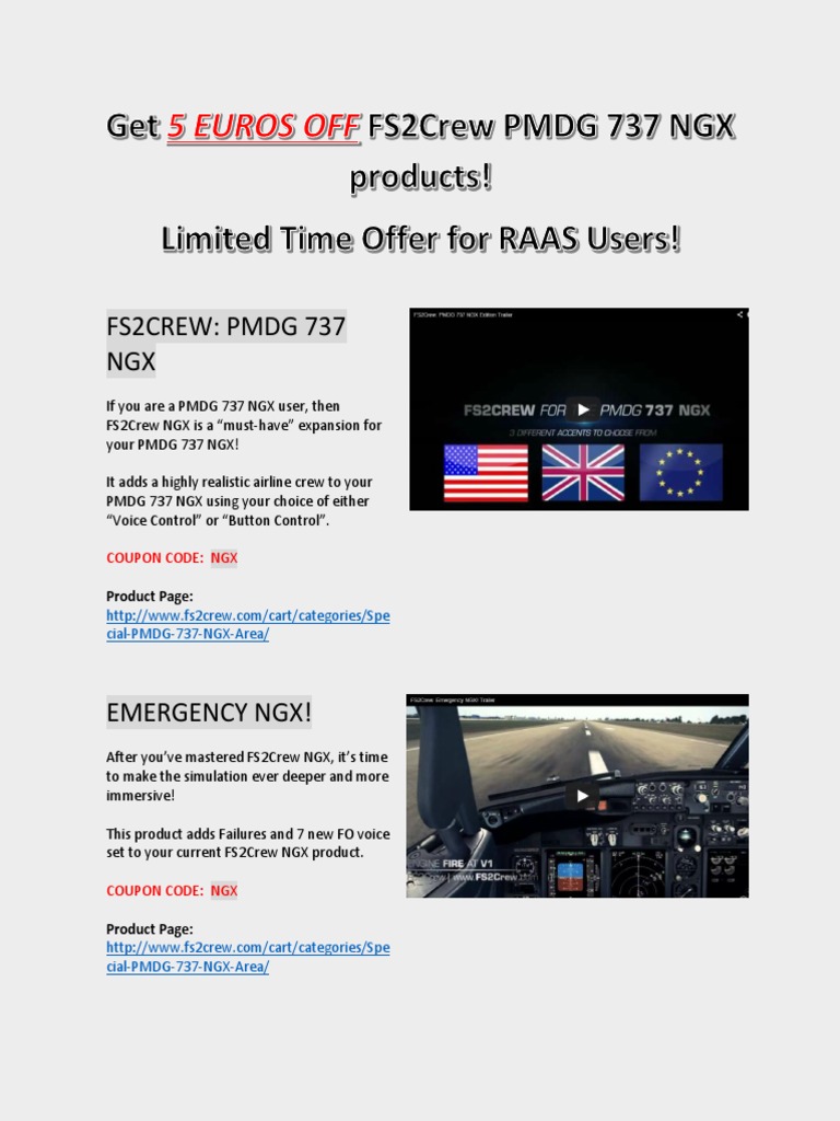 Fs2crew PMDG NGX Coupon | PDF
