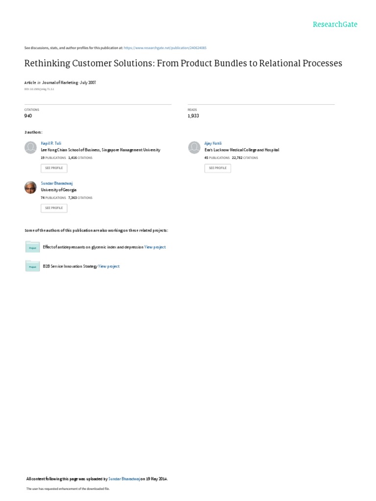 Rethinking Customer Solutions From Product Bundles | PDF | Customer | Sales