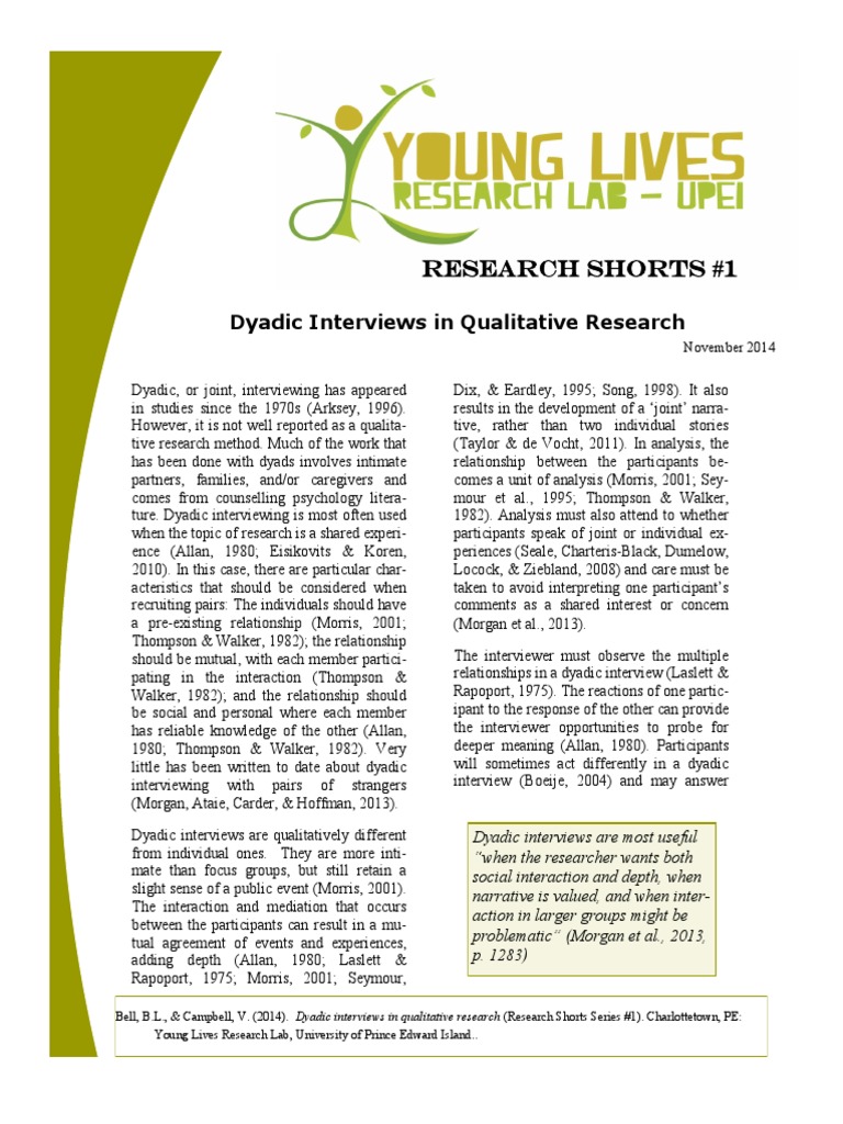 Dyadic Interviews in Qualitative Research | PDF | Qualitative Research ...