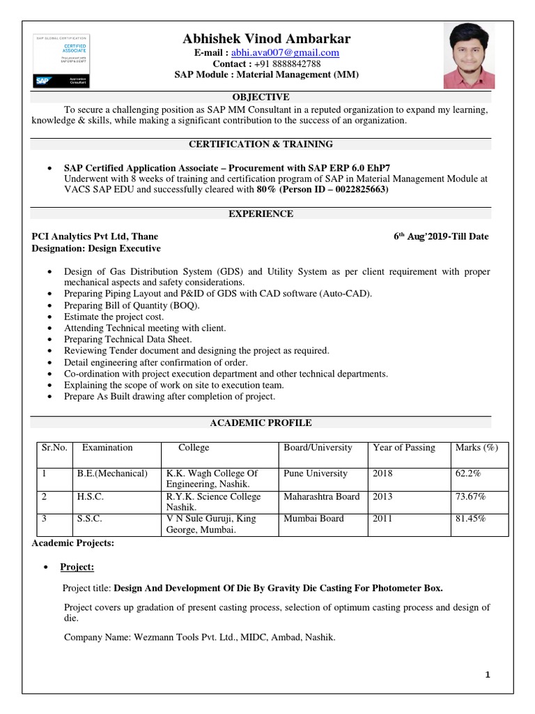 Abhishek Ambarkar - SAP MM | PDF | Computing