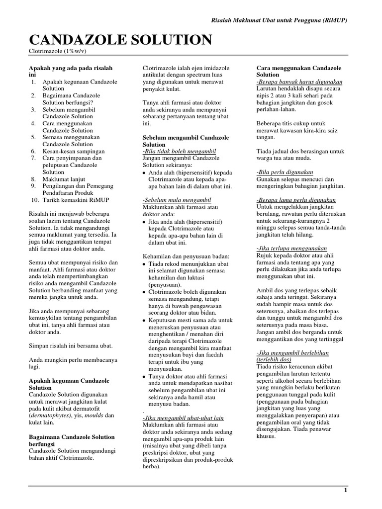 Candazole Solution Clotrimazole Hoe Pharmaceutical SDN BHD 22 JUNE 2017 ...