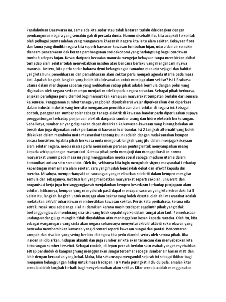Contoh Karangan Langkah-Langkah Untuk Menjaga Alam Sekitar | PDF