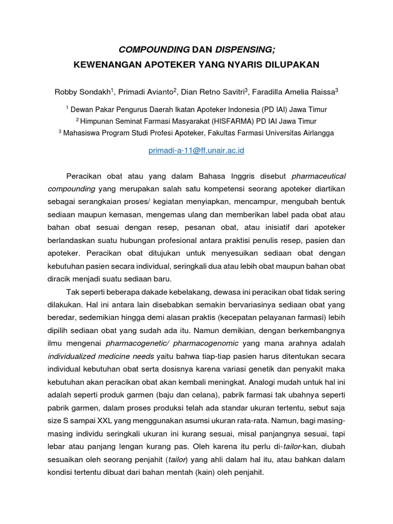 Compounding Dan Dispensing Kewenangan Apoteker-Rev2 | PDF