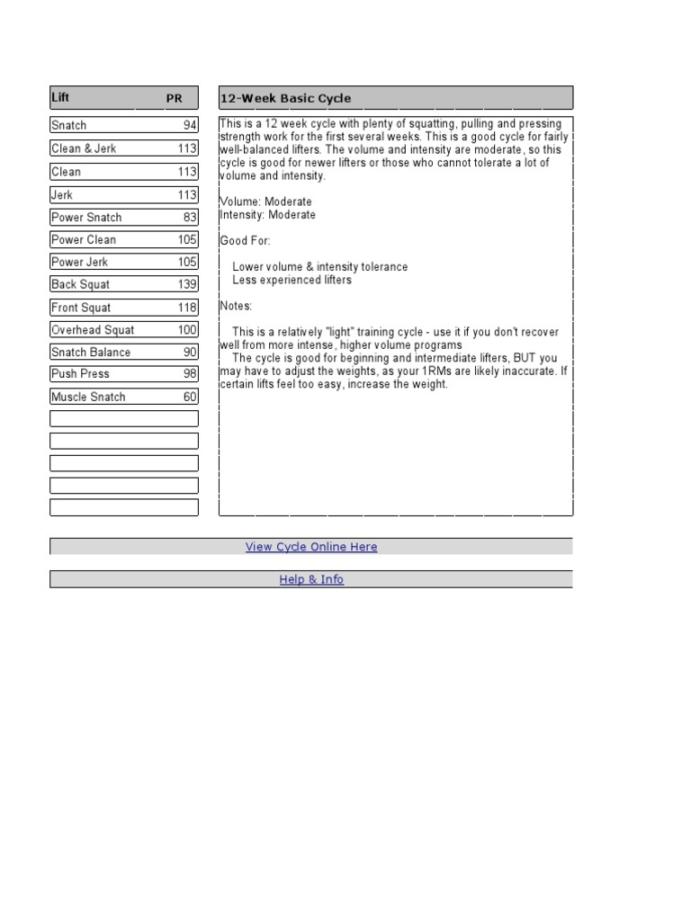 CatalystAthletics 12WeekBasicCycle | PDF | Weight | Physical Exercise