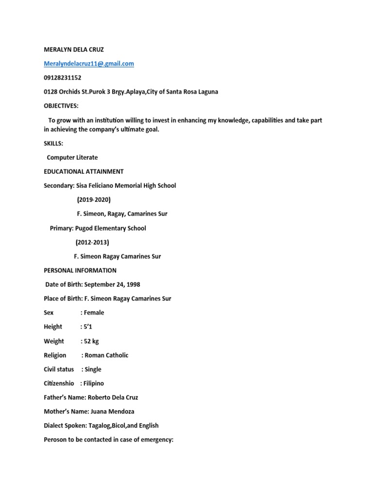 Meralyn Resume | PDF