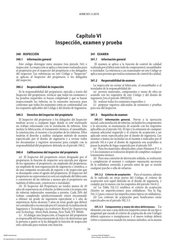 Inspector Asme - B31 - 3 - en - Espanol | PDF | Ingeniería | Diseño
