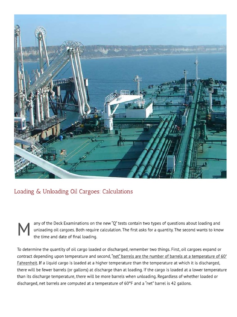 Loading & Unloading Calculations | PDF