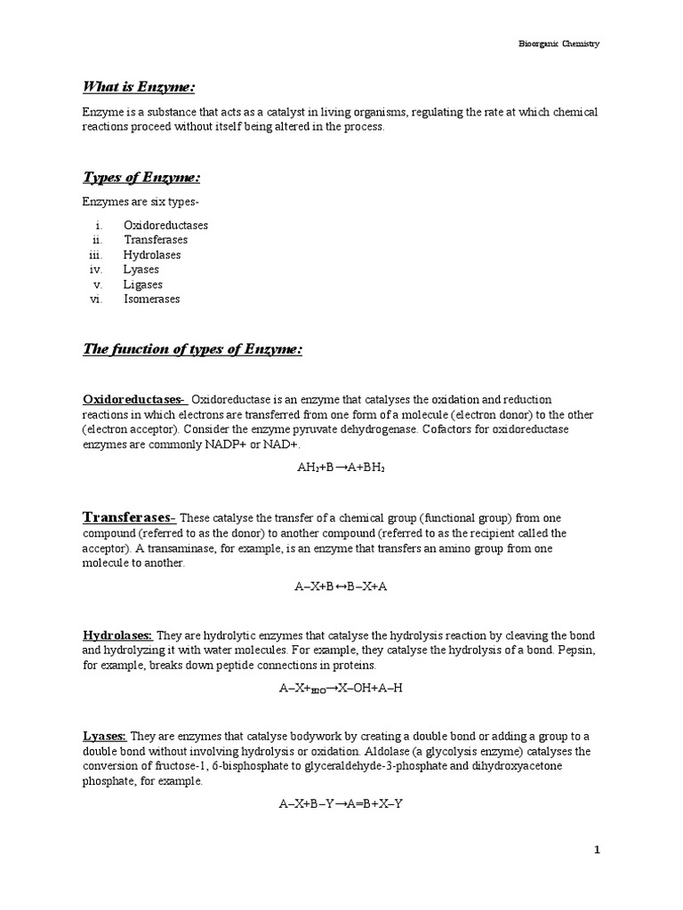 Enzyme Assignment | PDF | Enzyme | Enzyme Inhibitor