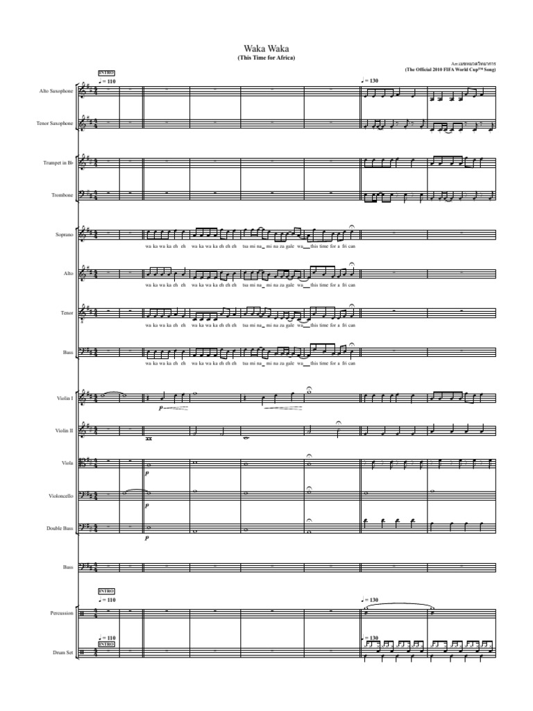 Waka Waka 123 Score and Parts | PDF