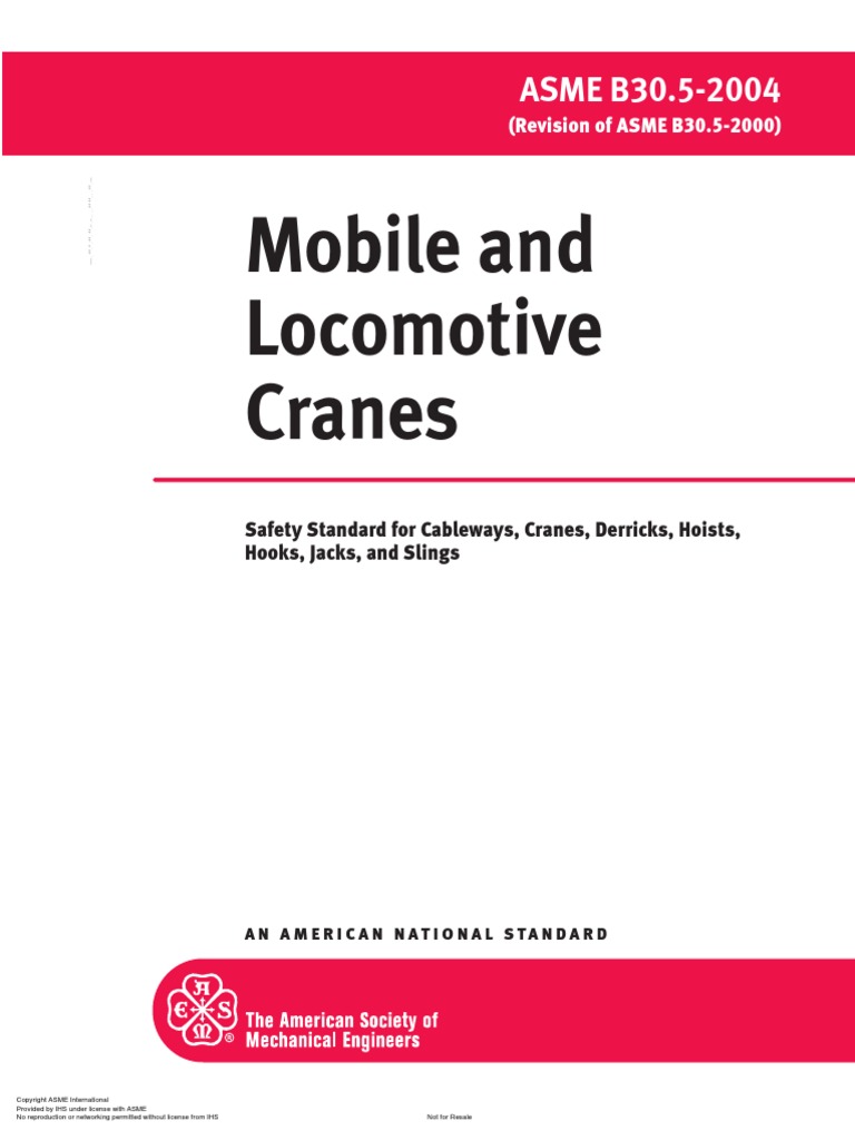 ASME B30.5-2004 Mobile and Locomotive Cranes | PDF | Crane (Machine) | Manufactured Goods