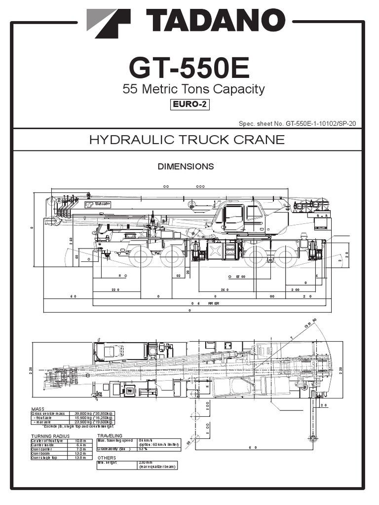 Load Chart Tadano Gt-550e | PDF | Crane (Machine) | Diesel Engine