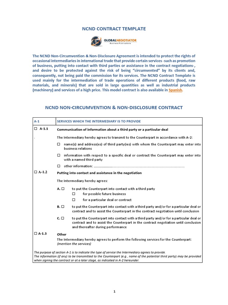 NCND Contract Template Sample | PDF | Arbitration | Private Law