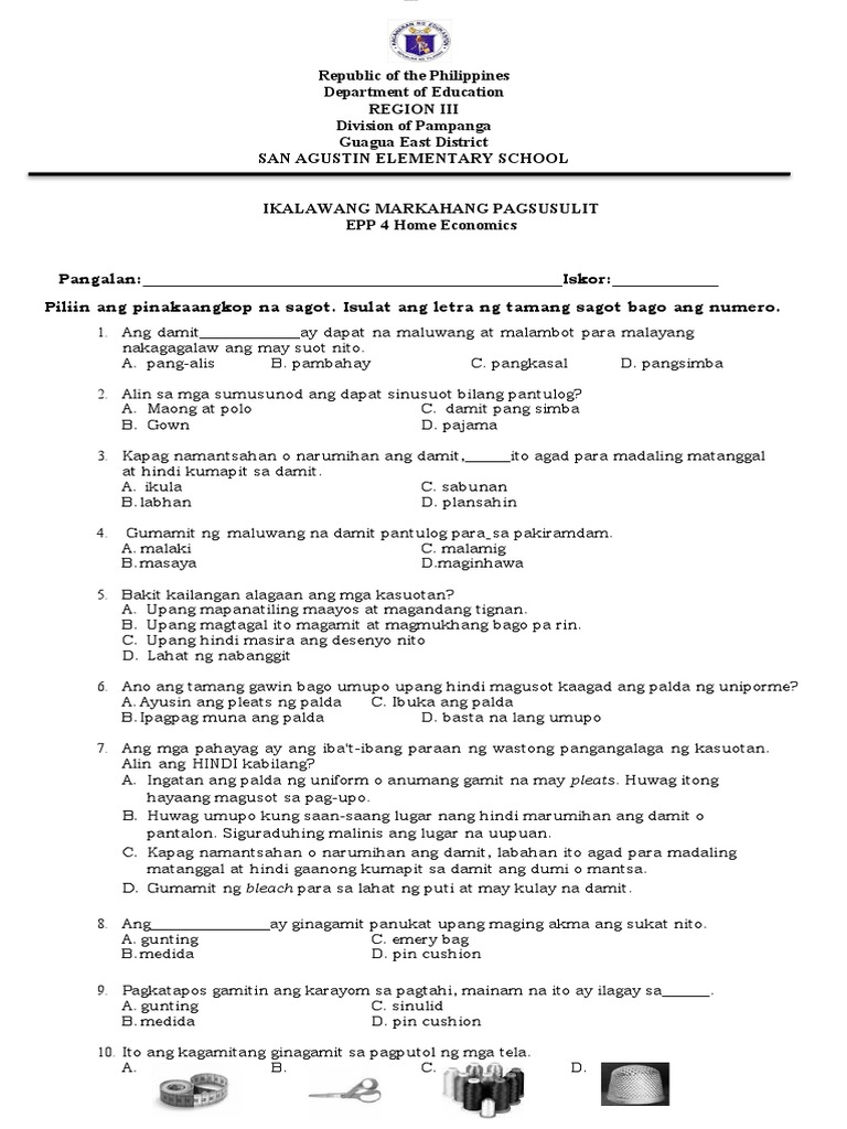 Home Economics 4 2nd Periodical Test | PDF Home Economics 4 2nd Periodical Test | PDF