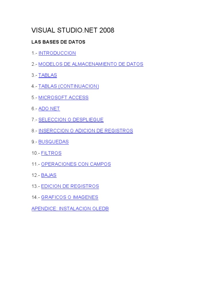 Visual Studio - Base de Datos | PDF | Active X Data Objects | SQL