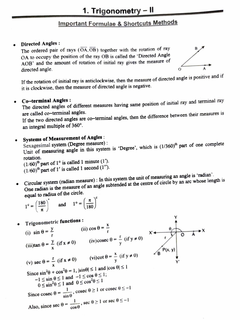 1 Trigonometry 2 MH CET Class 11th Syllabus PDF Notes by Dinesh | PDF