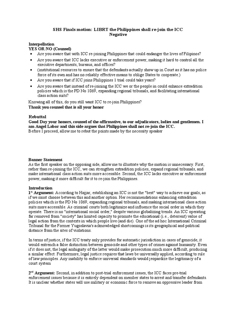 Debate 2 | PDF | International Criminal Court | Prosecutor
