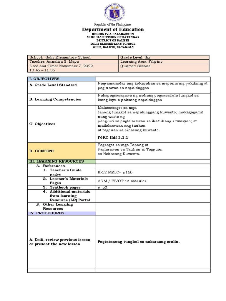 DLP - Week 1 - Filipino | PDF