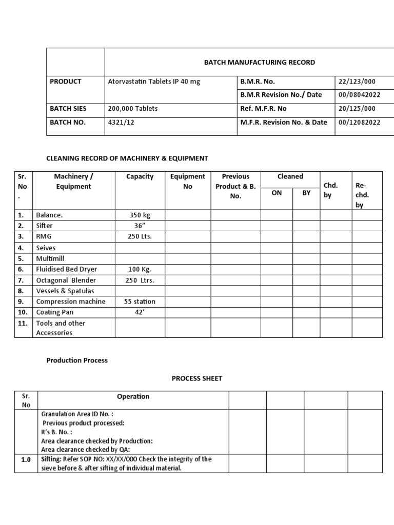 Act5 BATCH MANUFACTURING RECORD | PDF | Tablet (Pharmacy) | Materials
