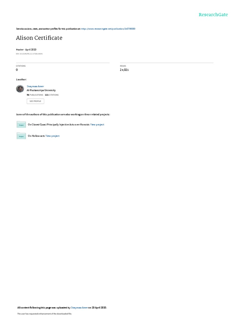 Alison - Certificate 1447 15764499 | PDF
