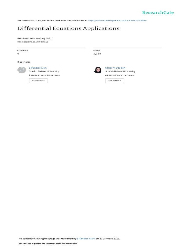 E.kiani DifferentialEquationsApplications | PDF | Differential Equations | Equations