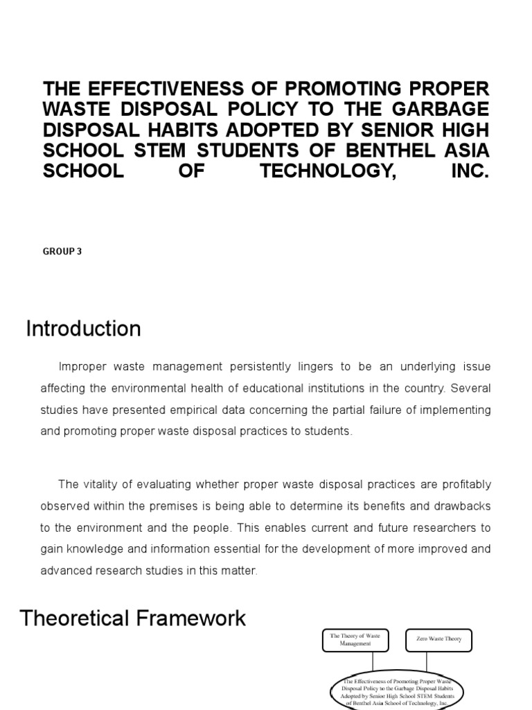 The Effectiveness of Promoting Proper Waste Disposal Policy | PDF ...