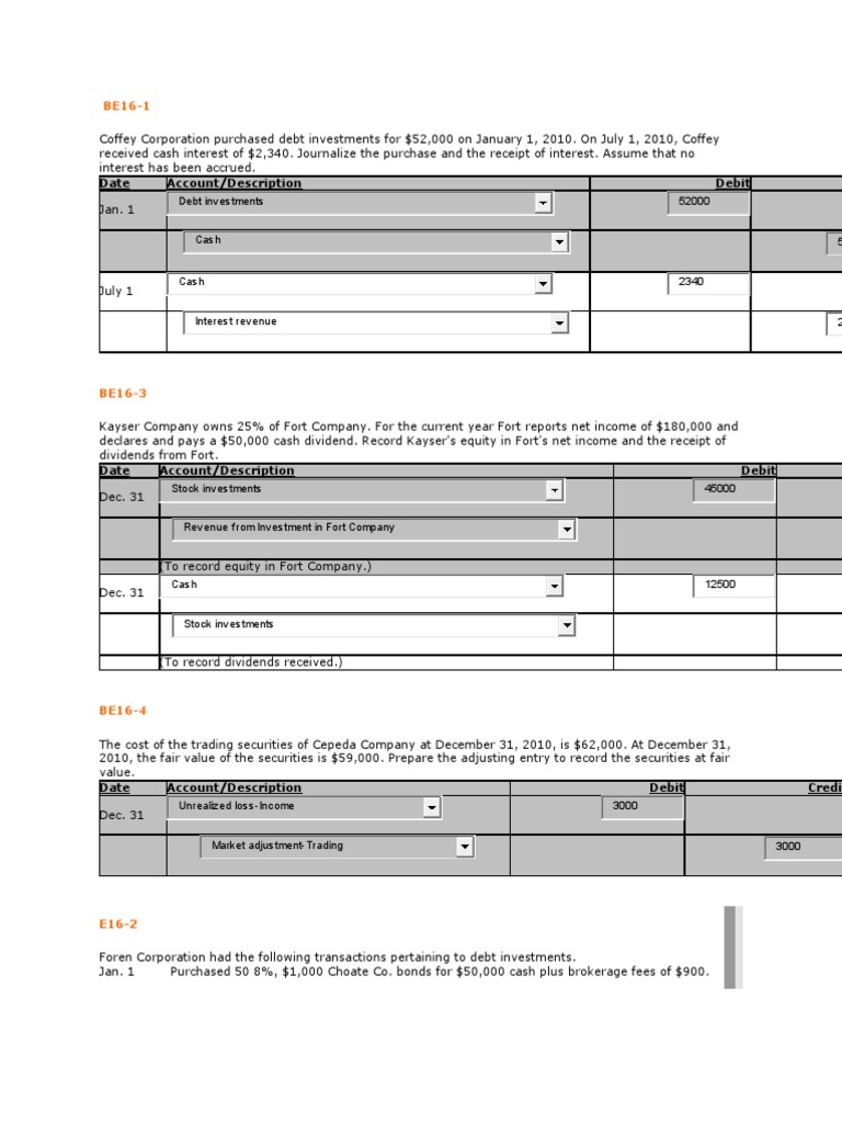 Be16 P16 2a | PDF | Debits And Credits | Investing
