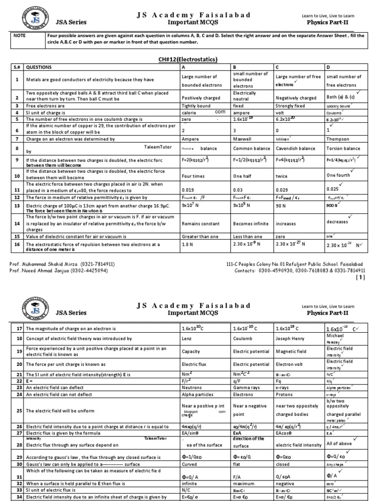 2Nd Year Physics | PDF | Electric Field | Capacitance