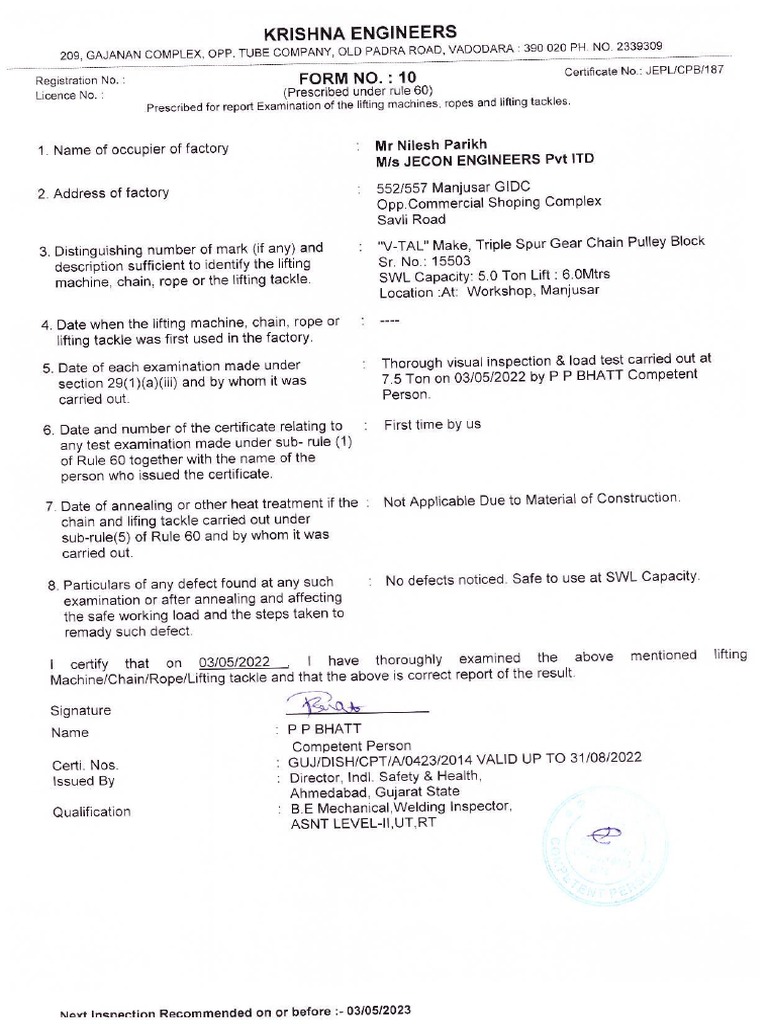 Tpi Chain Pulley Block 15503 27.5.2022 | PDF
