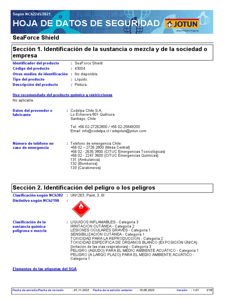 SDS SeaForce Shield 01022023 - ES | PDF | Contaminación | Agua