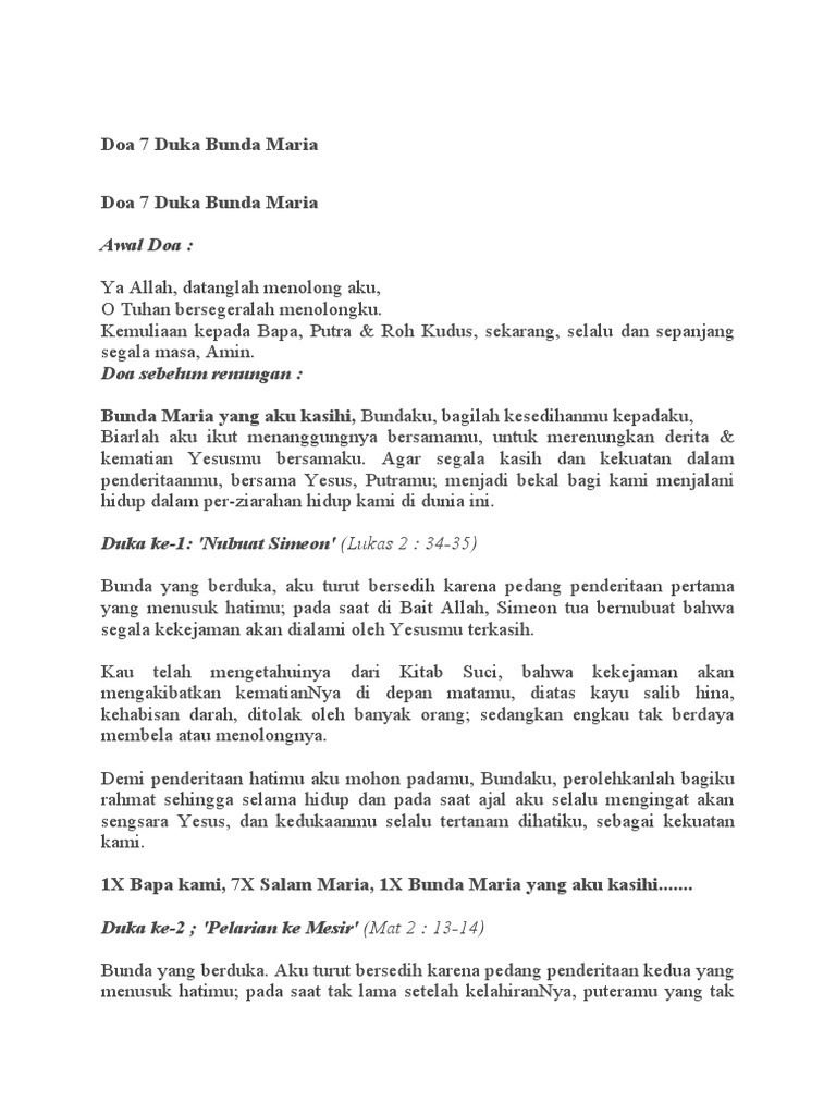 Doa 7 Duka Bunda Maria | PDF
