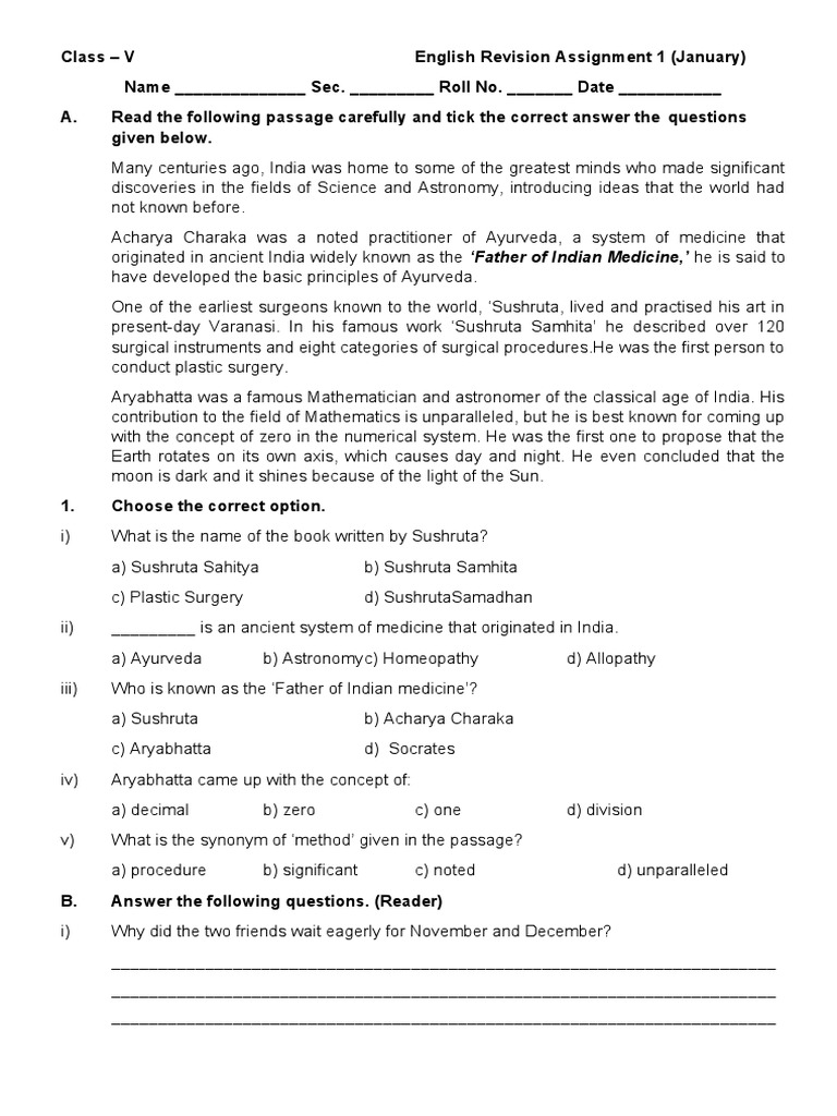 Eng. Revision Assignment 1 | PDF | Ayurveda | Science