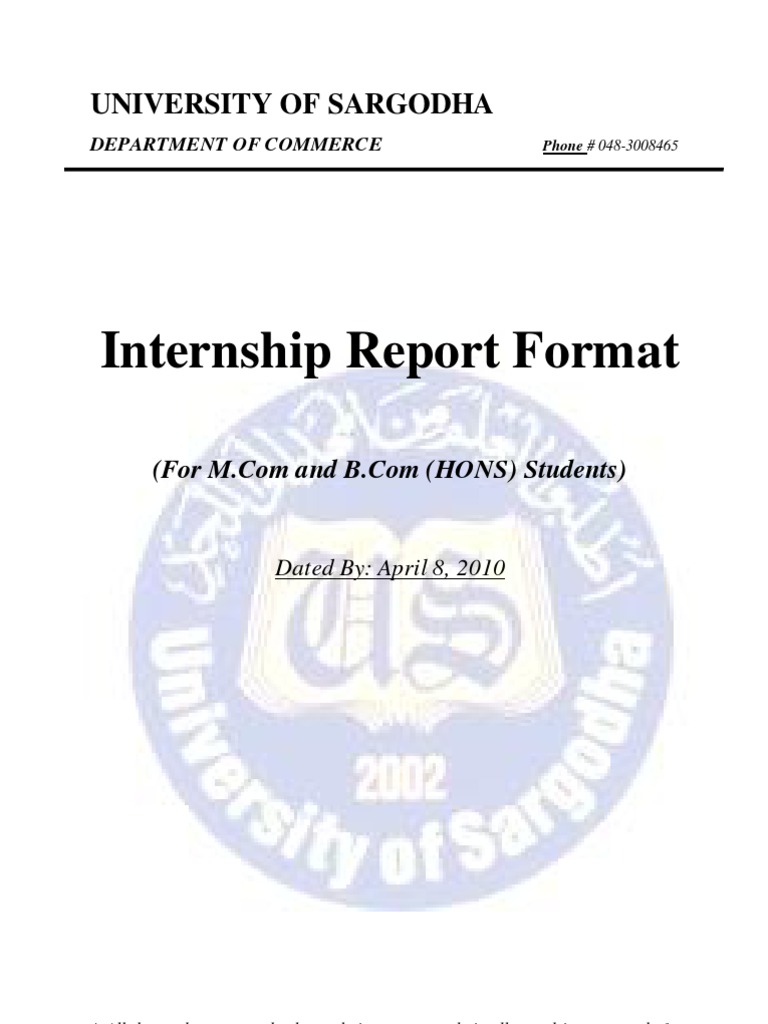 Internship Report Format | PDF | Profit (Accounting) | Organizational ...