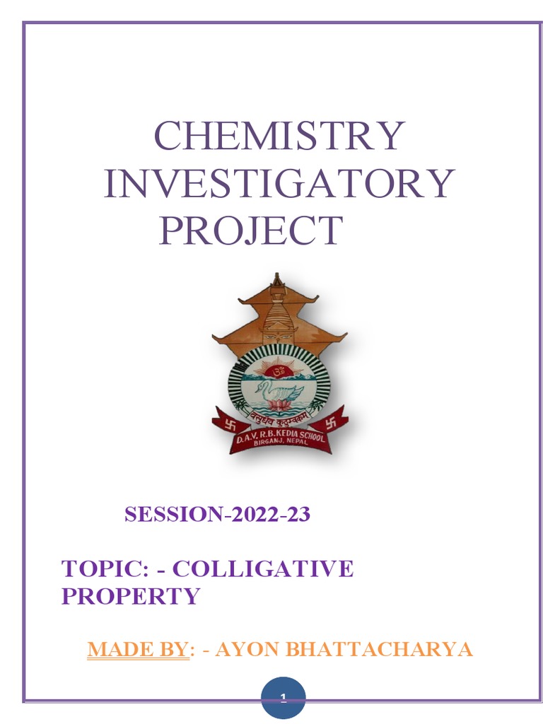 Chemistry Investigatory Project on Colligative Property | PDF | Osmosis ...