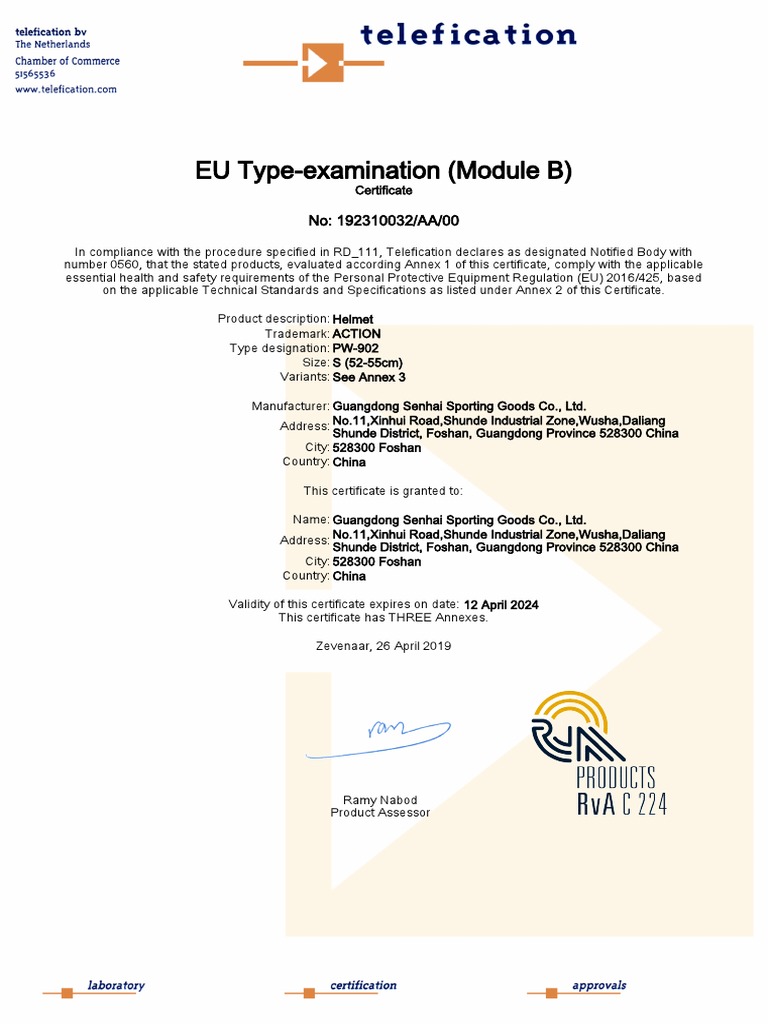 PW-902 Helmet CE Certification | PDF | Regulation