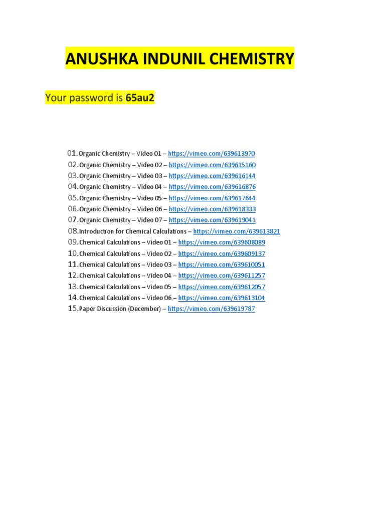 Anushka Indunil Chemistry | PDF