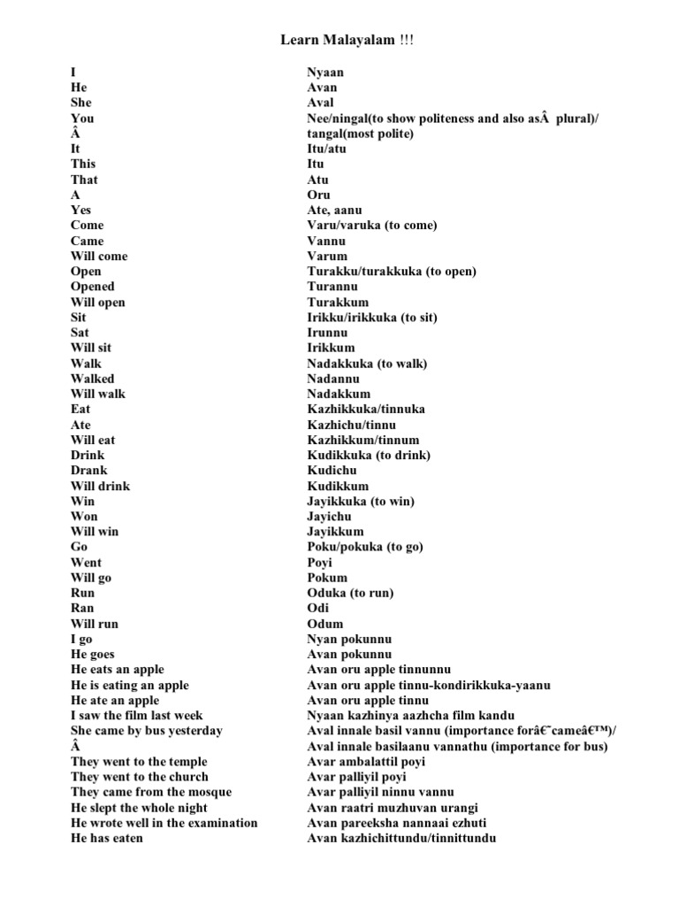 Learn Malayalam | PDF