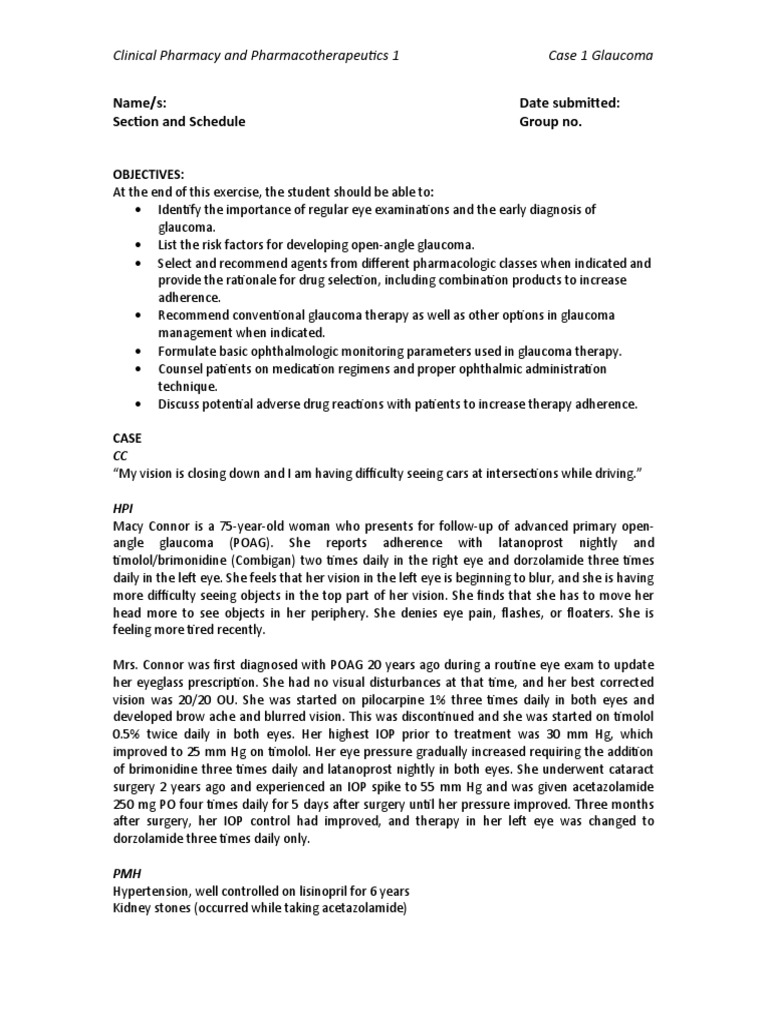 Case Glaucoma | PDF | Glaucoma | Pharmacy