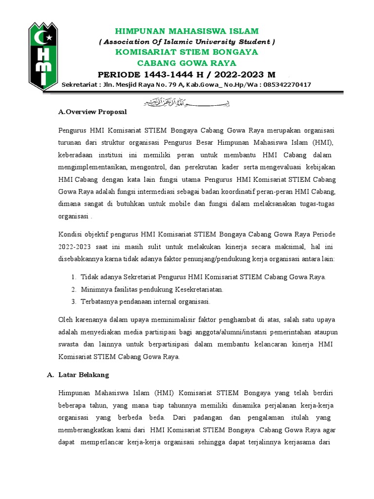 Proposal Sekret Hmi | PDF