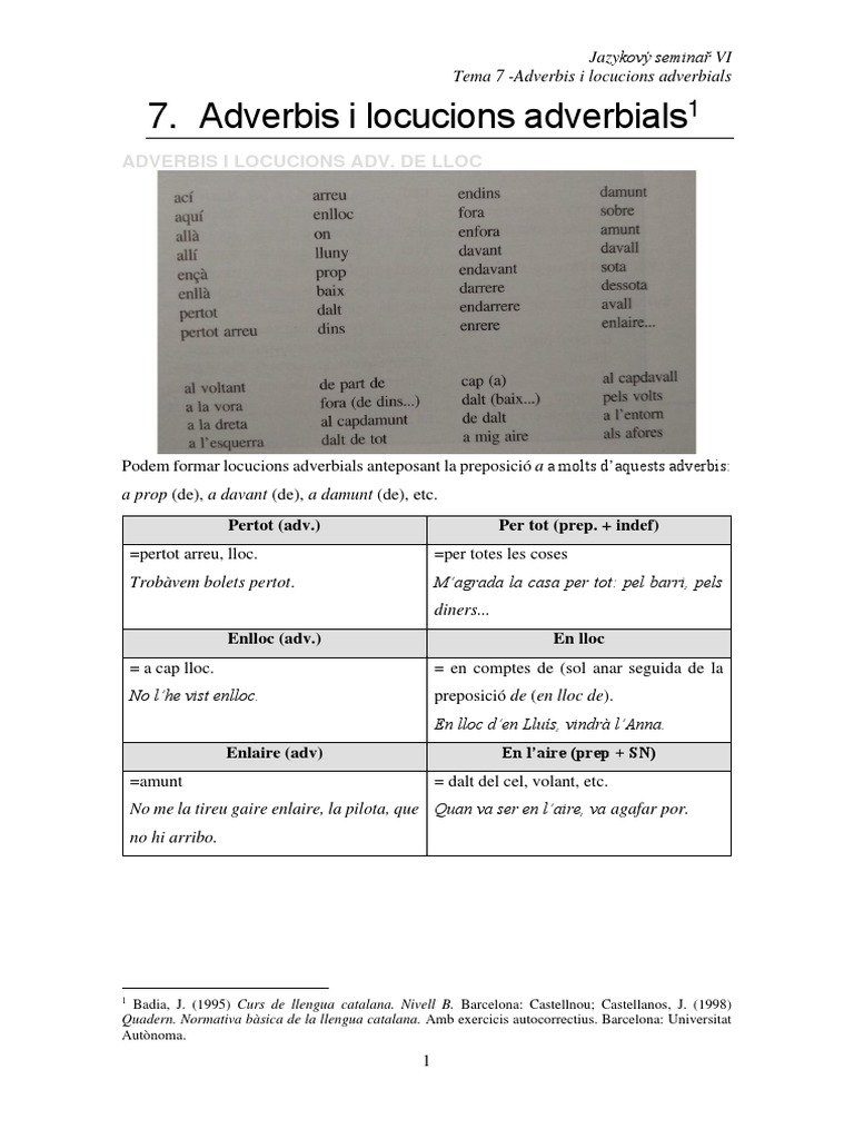 Adverbis I Locucions Adv | PDF